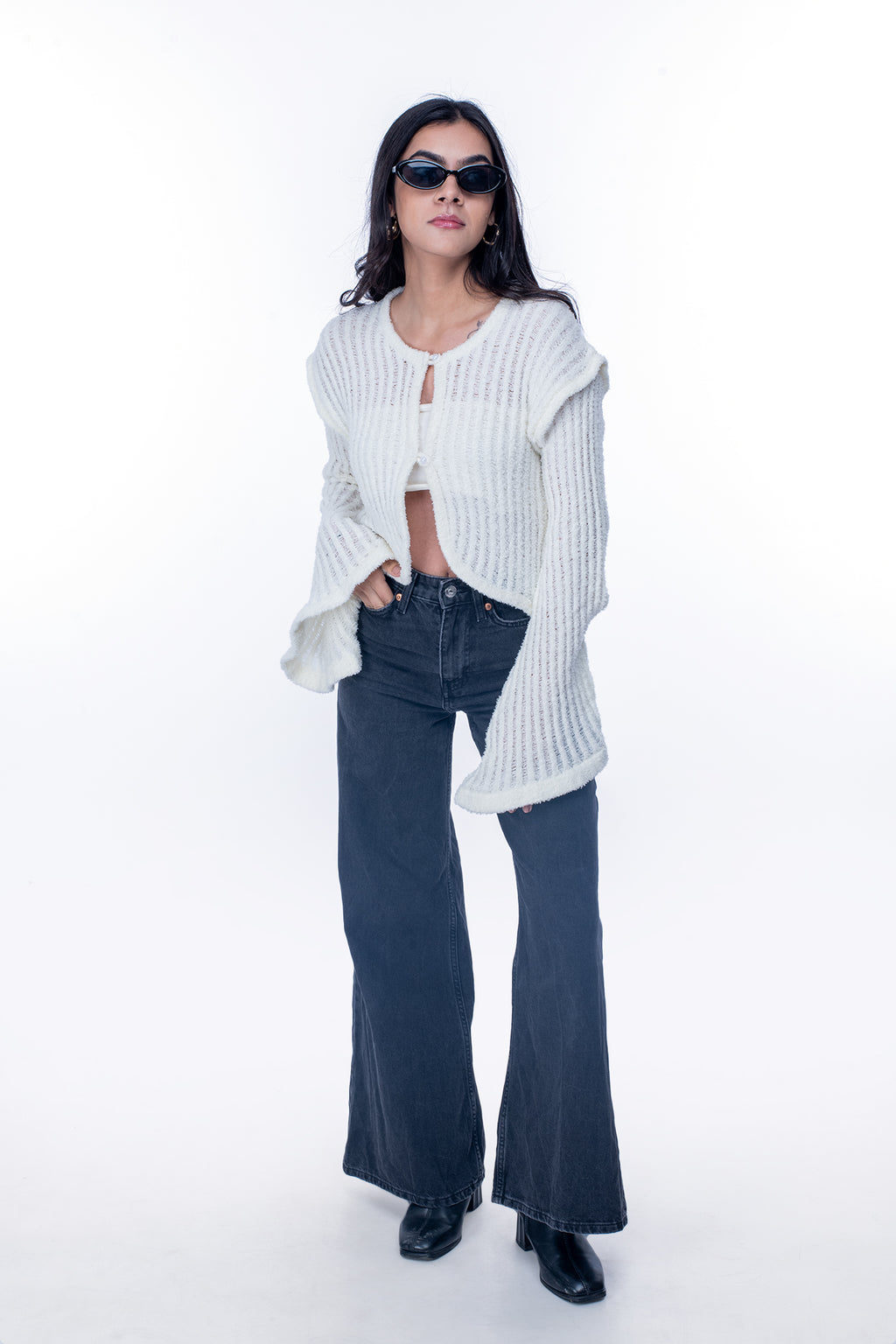 Snowflake Textured Knit Cardigan – K&M