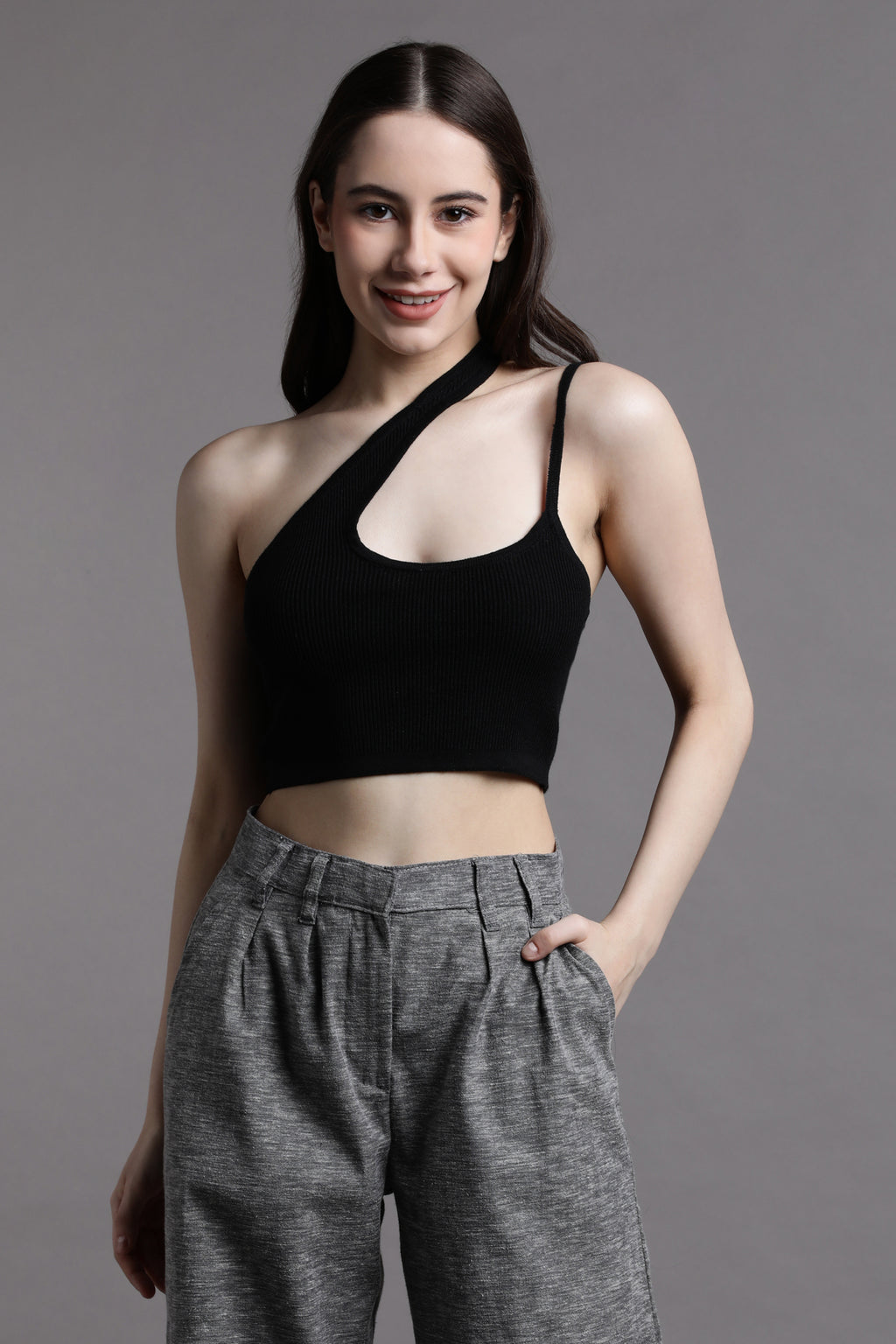 Double strap one-shoulder top – K&M